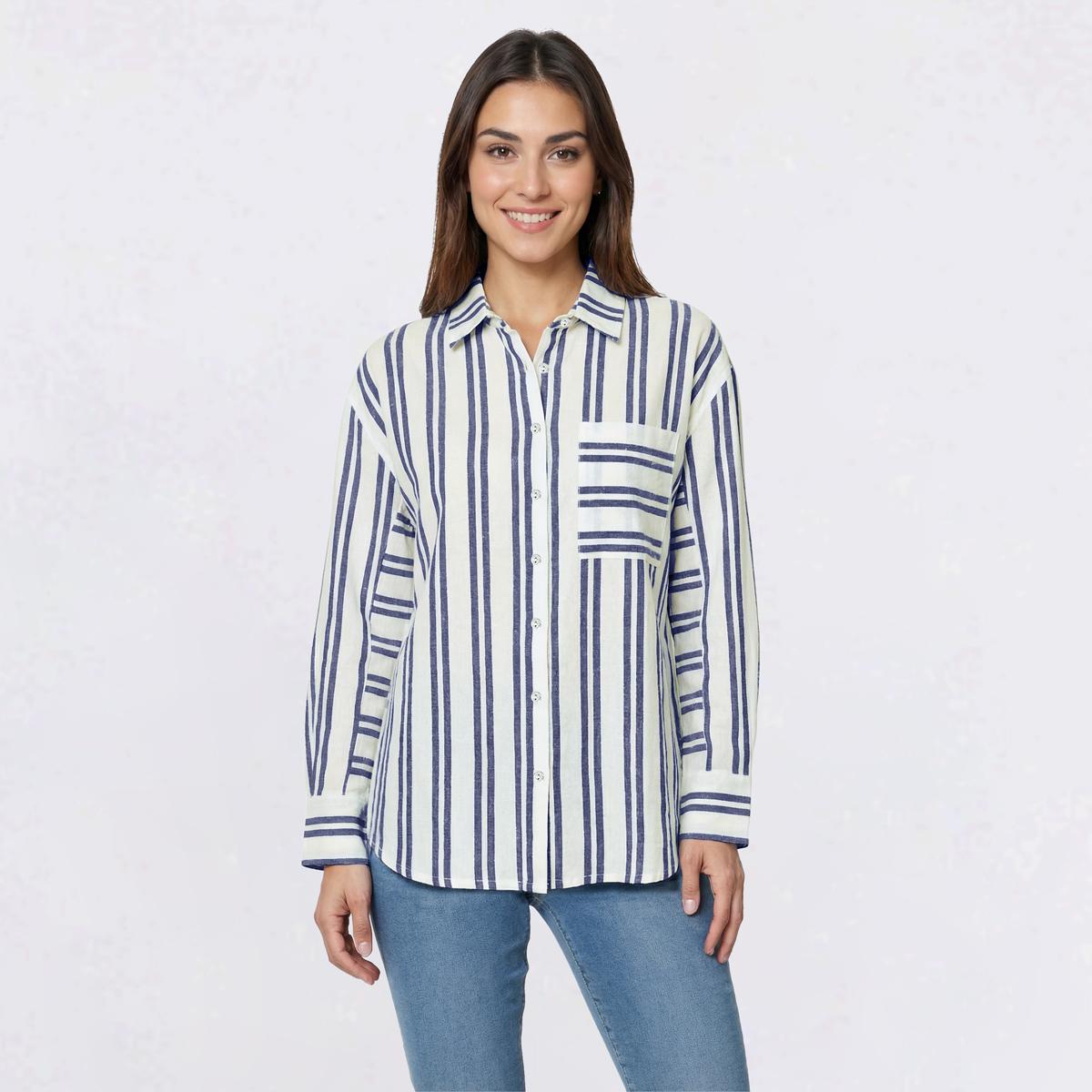 Click here for Plus Size Architect(R) Long Sleeve Stripe Button D... prices